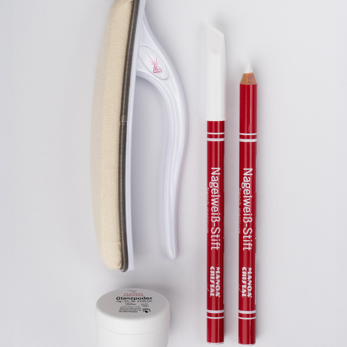 Manoa Cristal Nail Polish Set - Shine Powder, Polisher & Nail Whitening Pen